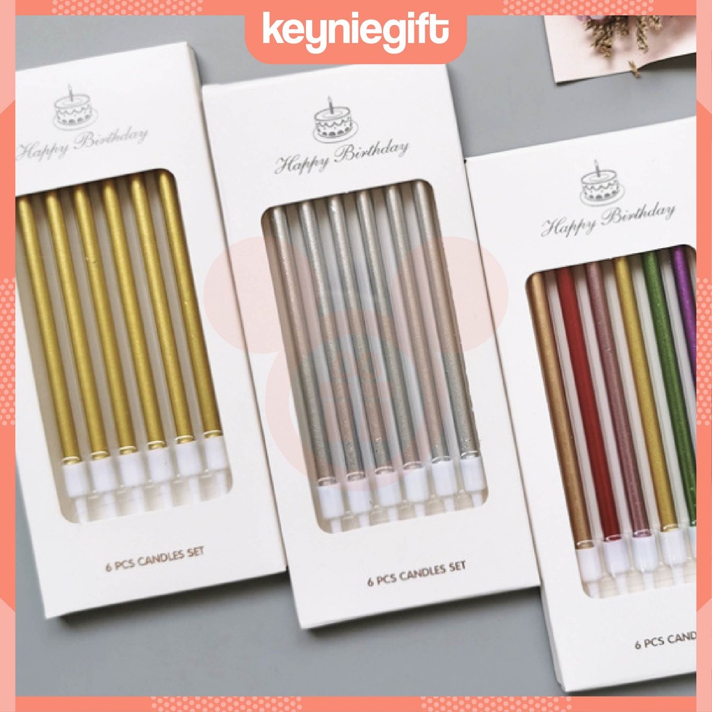 Jual Lilin Ulang Tahun 6 Pcs Emas Metalik Panjang Lurus Tinggi 13 Cm ...