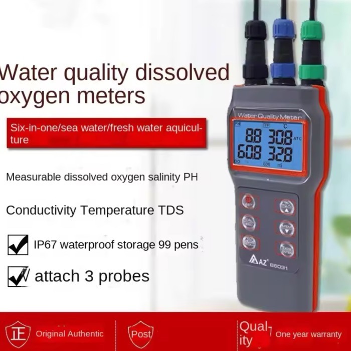 Jual AZ86031 Water Meter 5 in 1 Quality Meter Dissolved Oxygen Meter DO ...