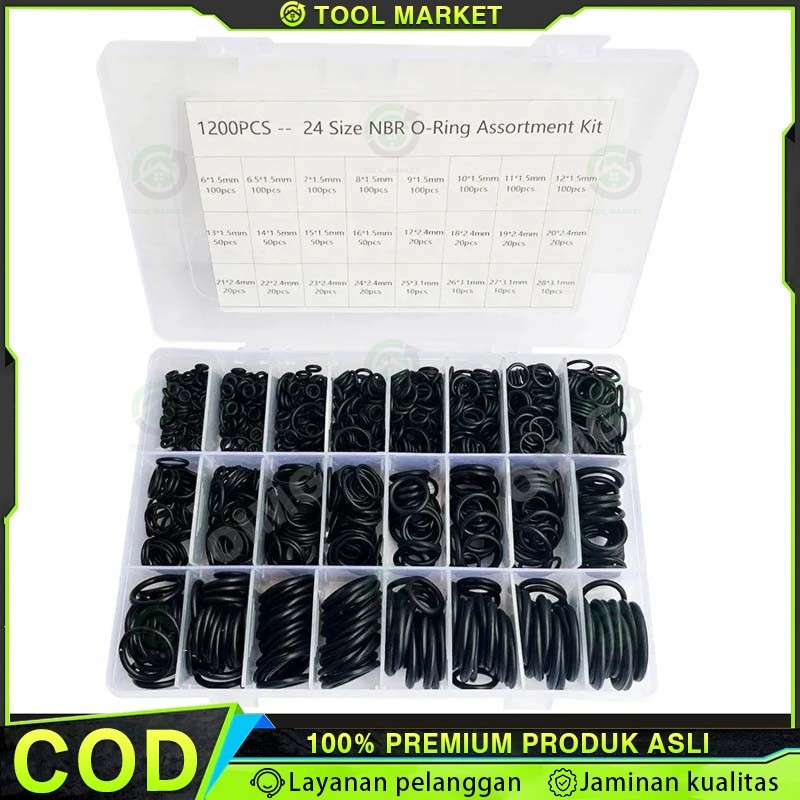Jual Karet Seal O Ring 1200pcs HNBR / Rubber O Ring Seal Tightening +Box 1200 pcs 8 ukuran ...