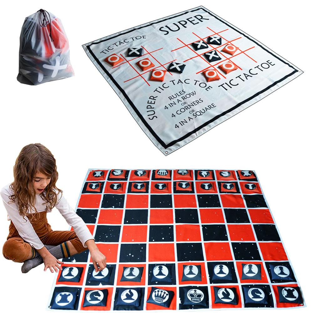 Jual 4-in-1 Jumbo Chess Board Game - 4FT Giant Tic Tac Toe, Checkers ...