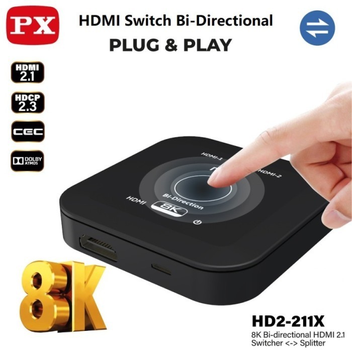 Jual PX Switcher Splitter hdmi 2 in 1 out 8K HD2-211X Bi-Directional ...