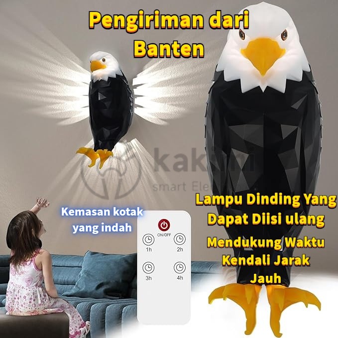 Jual Lampu Dinding Elang Botak Lampu Malam Elang dengan Remote Control ...