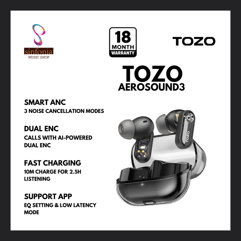 Jual New Tozo AEROSOUND3 Smart 6 mics Hybrid ANC + AI Dual ENC Clear Calls Earphone Bluetooth ...