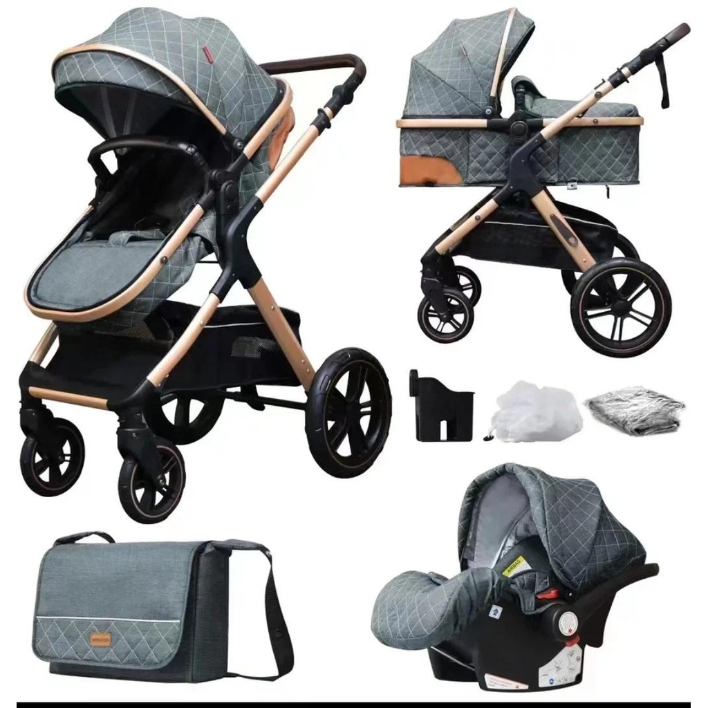 Jual New baby stroller 3 in 1 with car seat,Baby carriages Can sit or ...