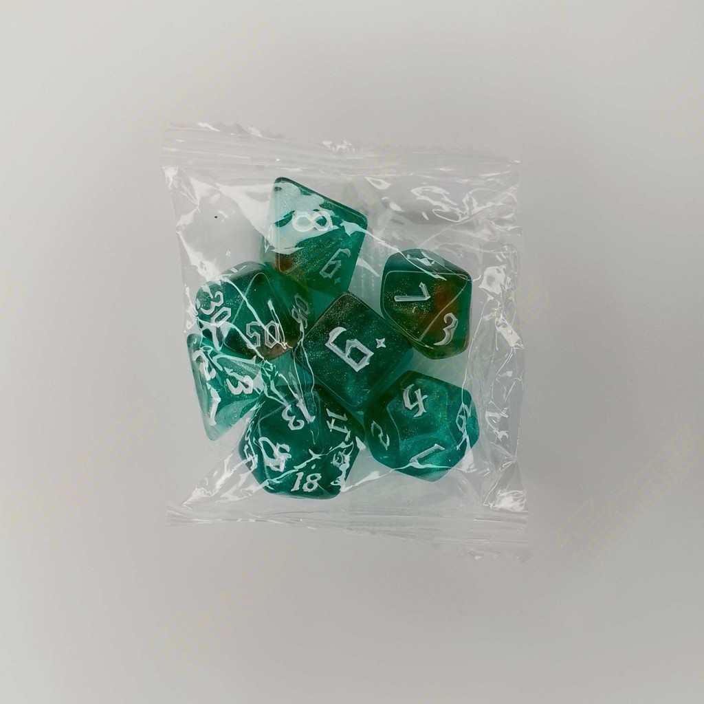 Jual Dadu/Dice DND Polyhedral set isi 7 (Colorful Pearl Double Green ...