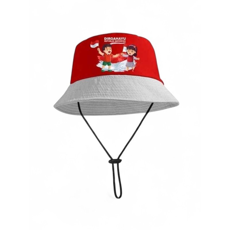Jual Topi Bucket Anak Merah Putih Sablon Bendera Indonesia Merdeka ...