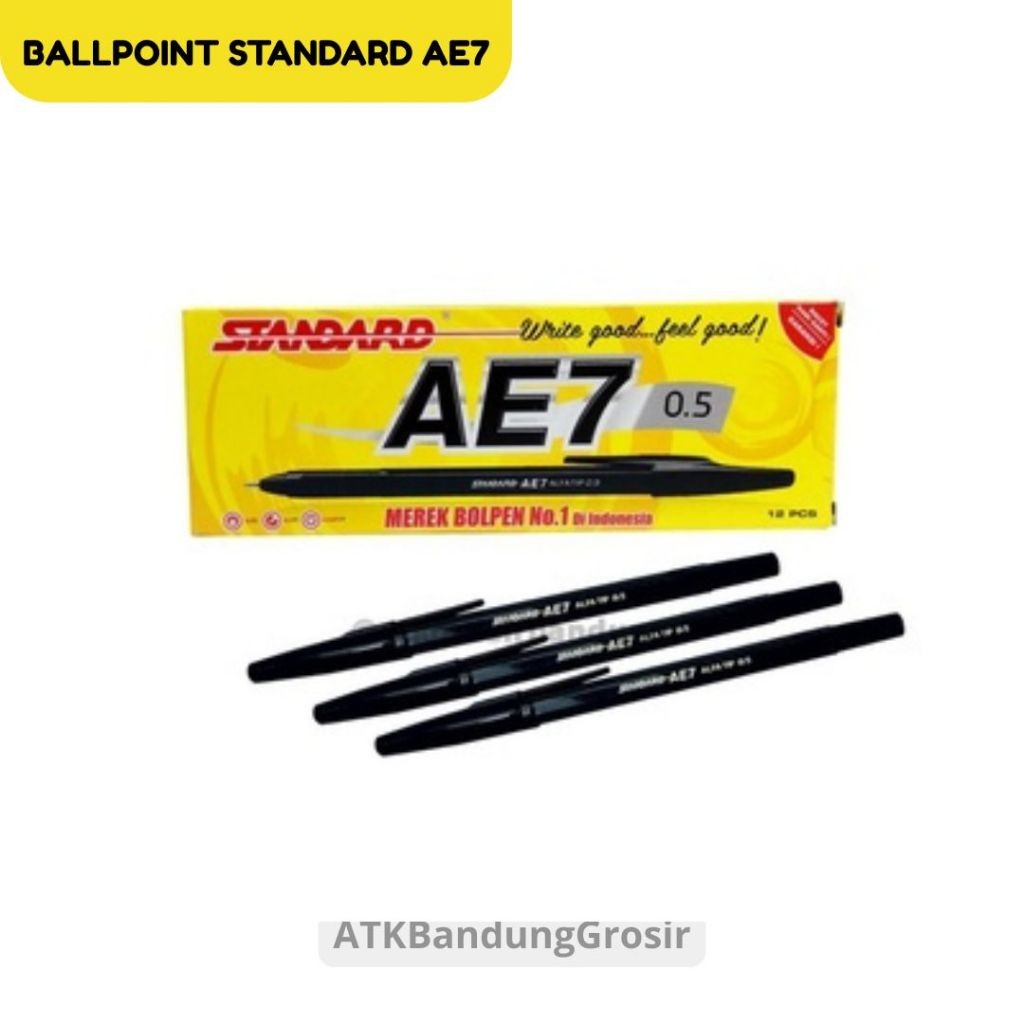 Jual Pulpen Ballpoint Semi Gel Standard AE7 Alfa Tip 0.5 Warna Hitam ...