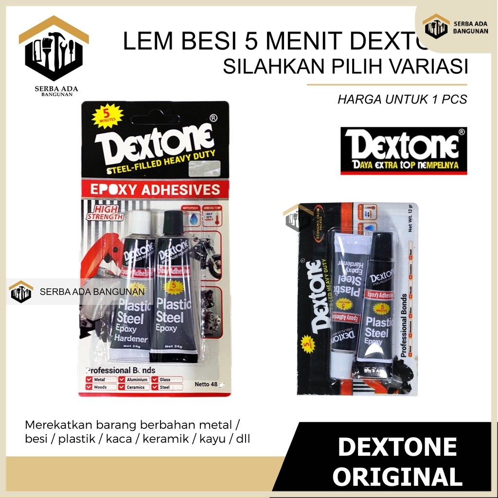 Jual SAB Dextone Lem Besi Epoxy Plastic Steel 5 menit 48 gram - Lem ...