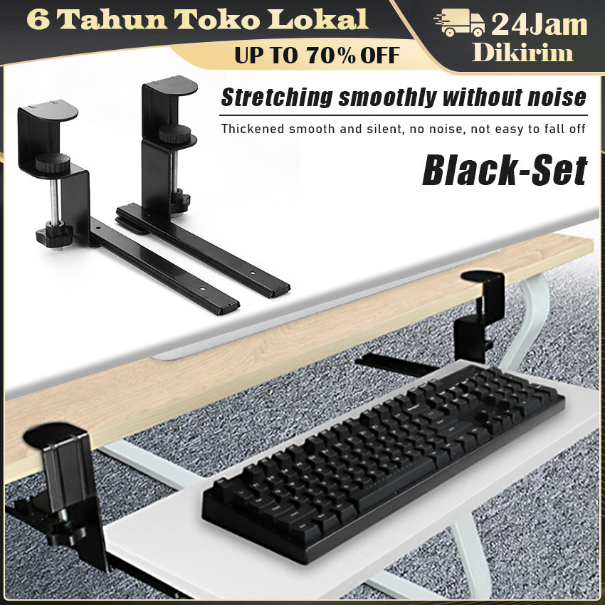 Jual Keyboard Tray / Bracket Jepit Deskmount Underdesk Keyboard Rail ...