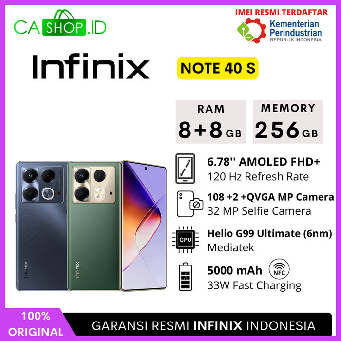 Jual Infinix Note 40s NFC 16GB 256GB (8+8/256) 3D Curved Display G99 Ultimate New Original ...
