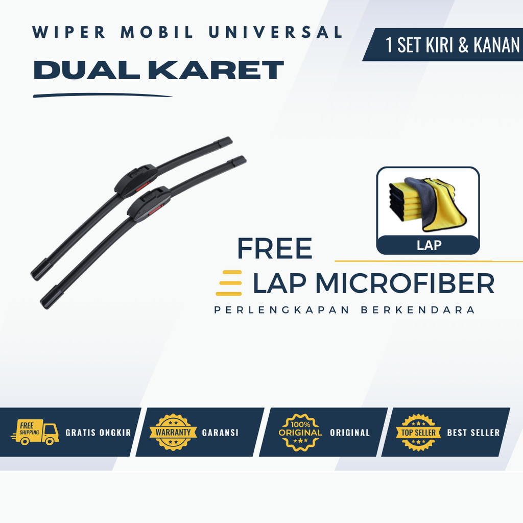 Jual [PAKET] Wiper Double Karet Frameless Dual Blade Model Karet Ganda 1 Set Kiri dan Kanan ...