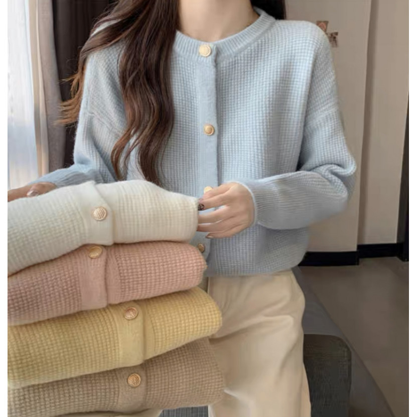 Jual YURUMA Kardigan Rajutan Xiaoxiangfeng Jaket Sweater Tebal Pendek ...