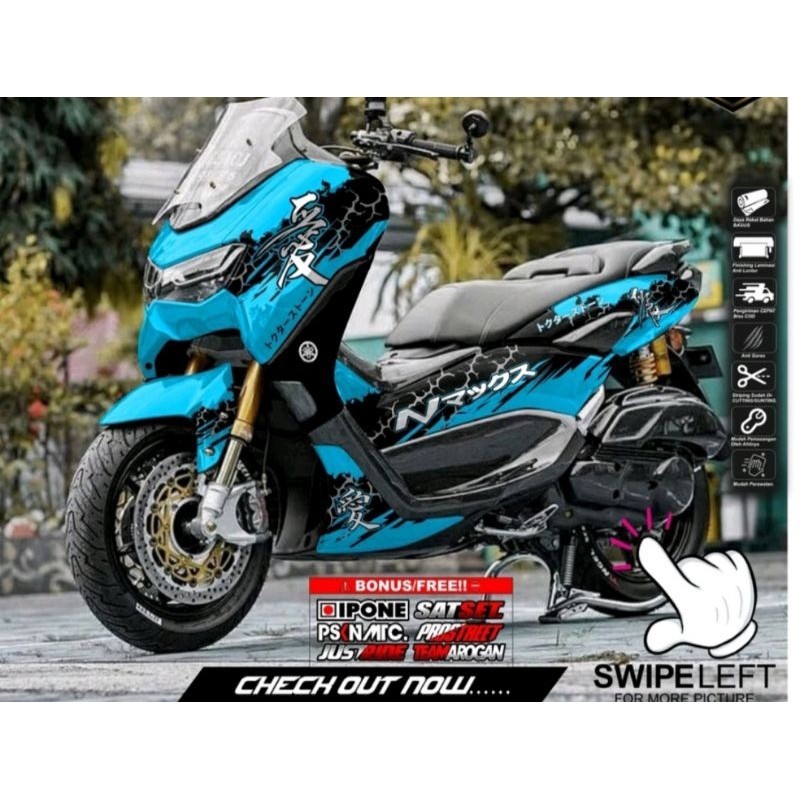 Jual stiker decal all new nmax full body motif kanji warna sky blu ...