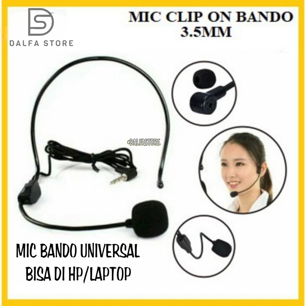 Jual Mic Clip On Bando Headset Microphone Jack 3.5mm kualitas PREMIUM ...