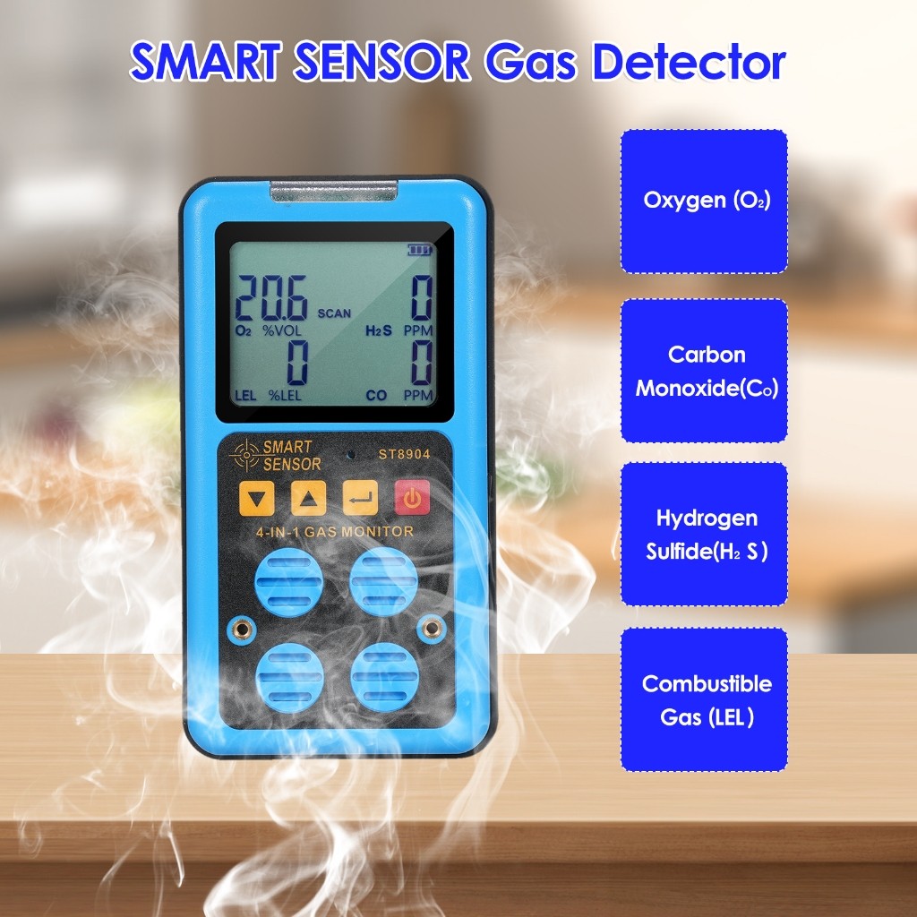 Jual Smart Sensor ST8904 4 in 1 Detektor Udara ST 8904 Gas Monitor ST-8904 H2S O2 CO LEL ...