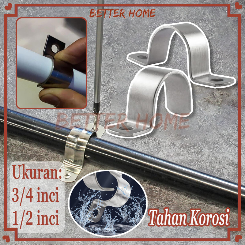 Jual Klem Pipa Plat Besi Tebal 3/4" 1/2"/Klem Stainless Pipa/Klem ...