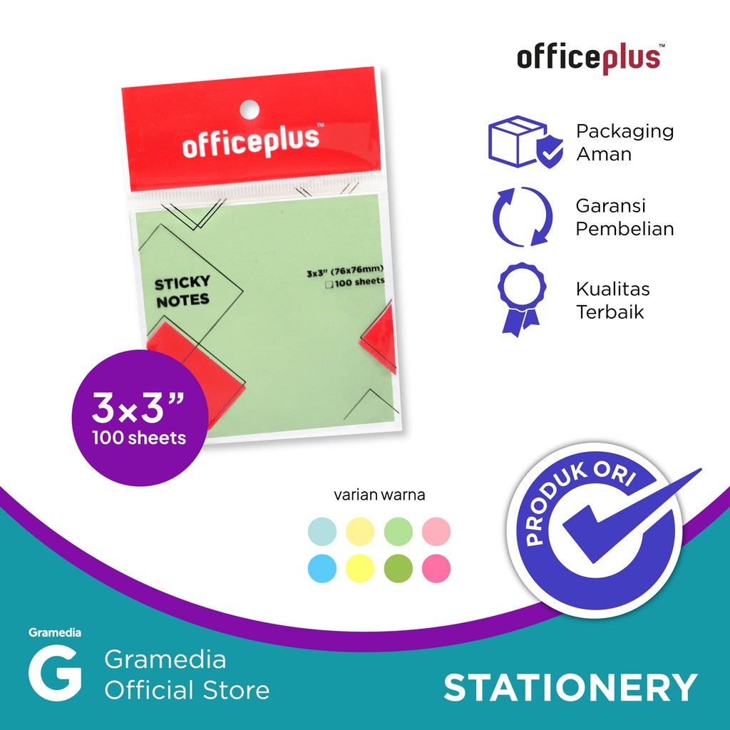 Jual Office-P Sticky Note 3X3` 100SHT Green | Shopee Indonesia