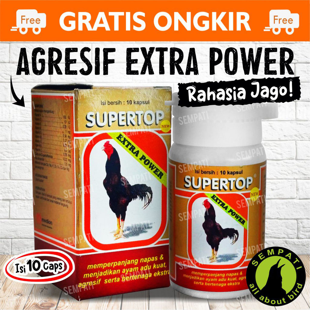 Jual Supertop Super Top Medion 10 Kapsul Extra Power Vitamin Obat Jamu Ayam Jago Laga Aduan ...