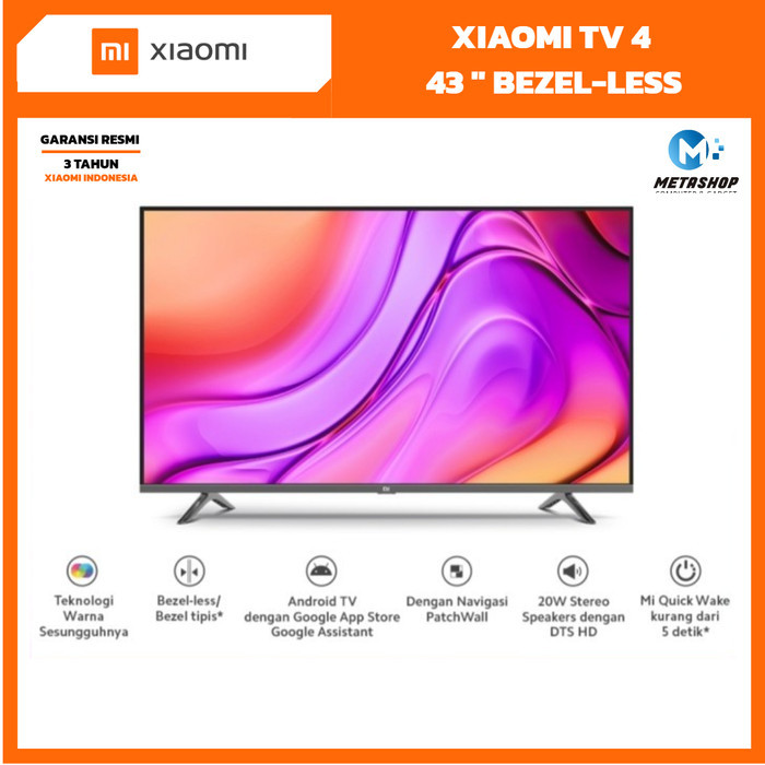 Jual XIAOMI Mi TV 4 43" Inch Bezel-Less Smart TV Google Android ...