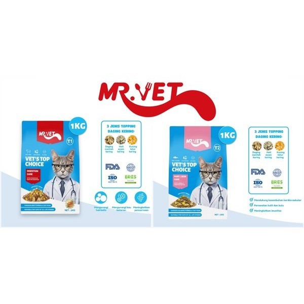 Jual Dry Cat Food Mr VET 1 Kg - Makanan Kucing Kering Premium Mr.Vet ...