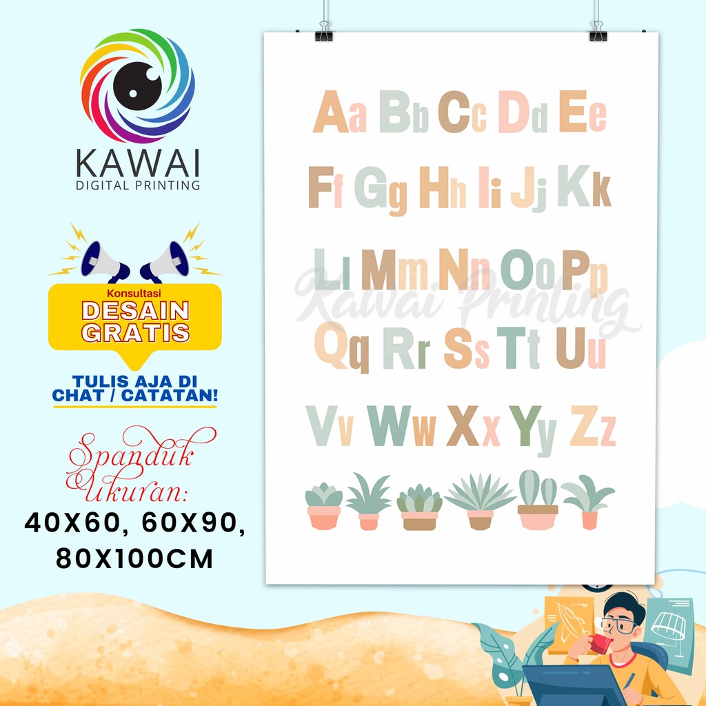 Jual SPANDUK / BANNER Huruf Abjad Putih Aesthetic Free Desain | Shopee ...