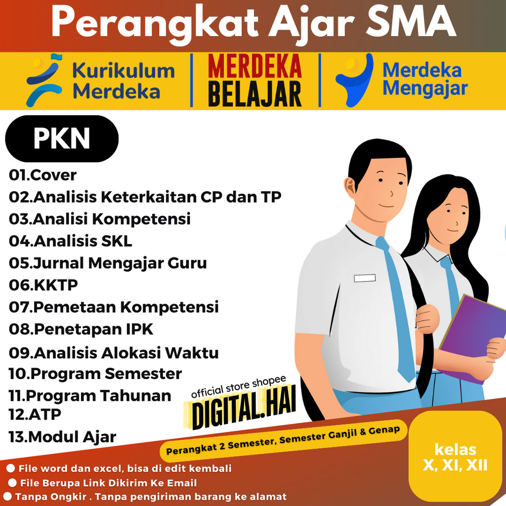 Jual Perangkat Ajar PPKN SMA Kelas 10, 11, 12 X, XI, XII IKM - Kumer ...