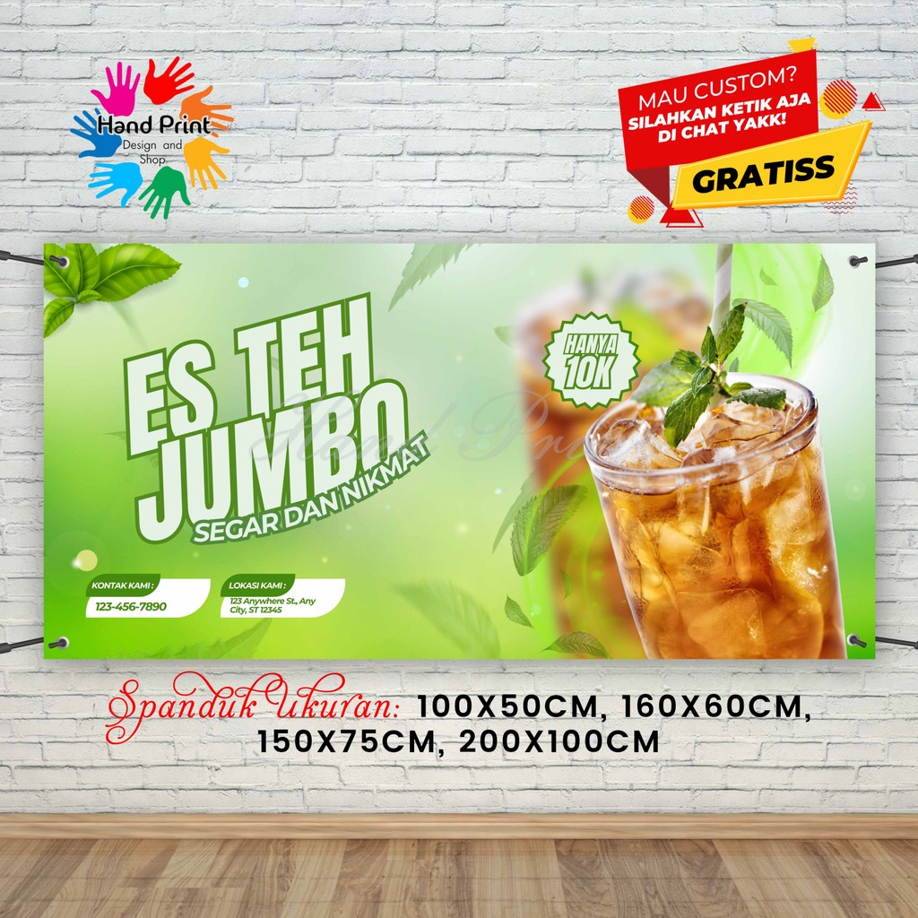 Jual Cetak Spanduk Banner Jualan Es teh Jumbo Minuman Segar Hiaju MMT ...