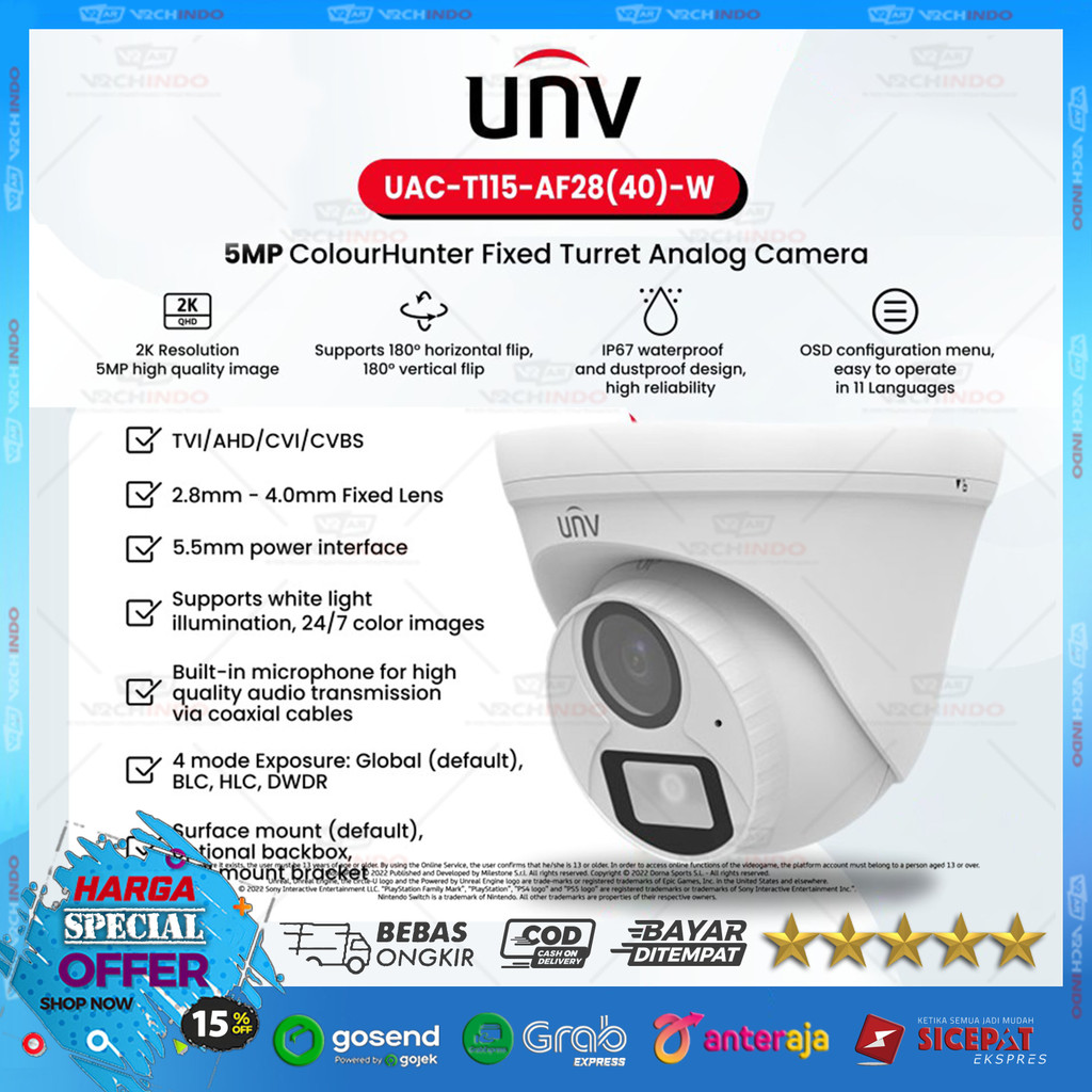 Jual CCTV UNIVIEW UAC T112 - 2MP / T115 - 5MP All Series | Colour Hunter Fixed Turret Analog ...