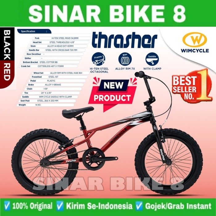 Jual Sepeda BMX WIMCYCLE THRASHER X2 Ukuran 20 Inch Usia 8-12 Tahun ...