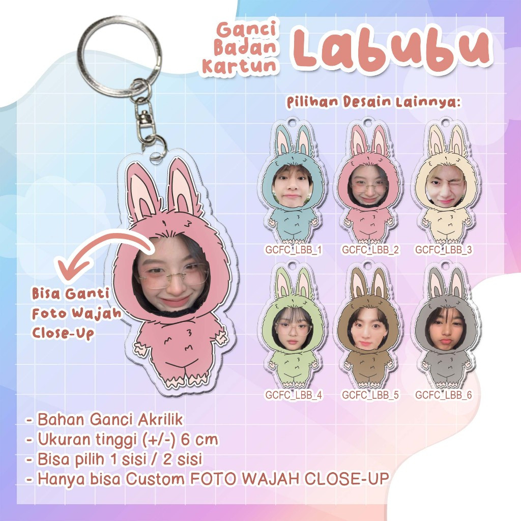 Jual Ganci / Gantungan Kunci Custom Face - Desain Karakter LABUBU ...