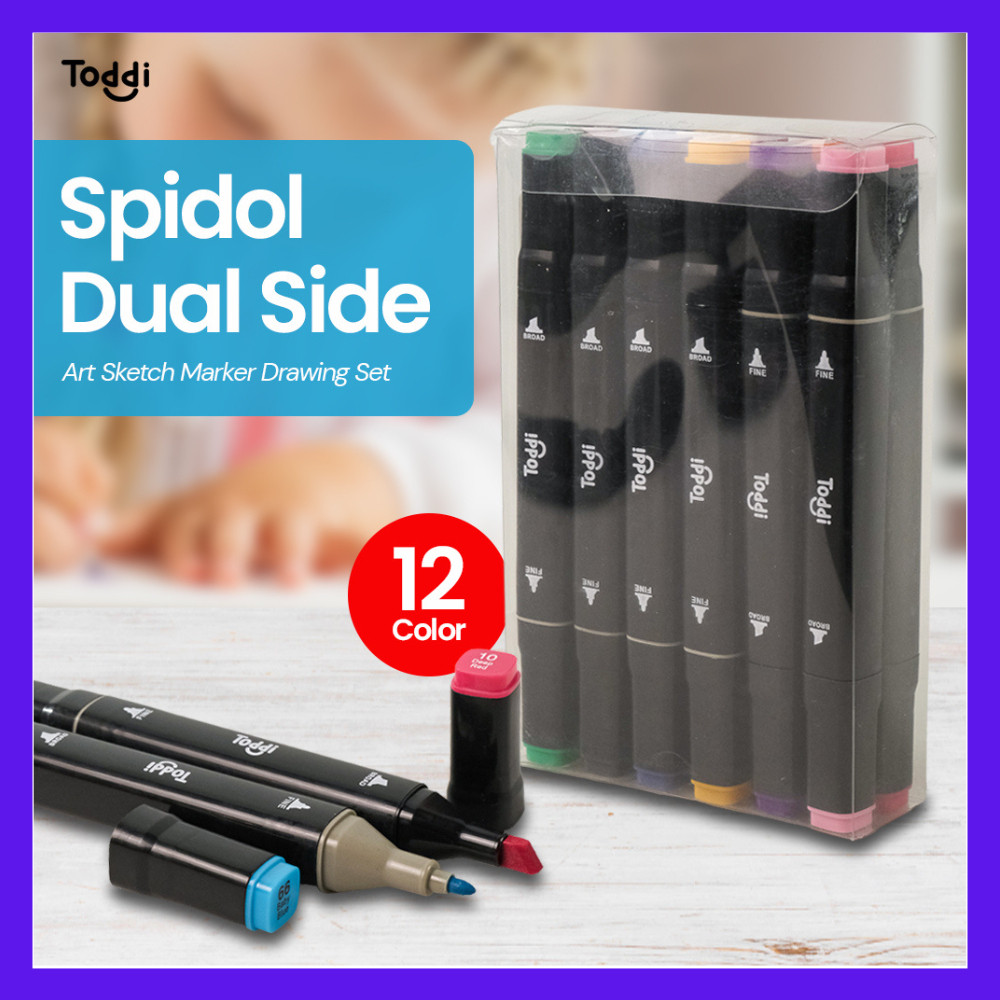 Jual SILVIA ATENA STORE-Spidol Dual Side Art Sketch Marker Drawing Set ...