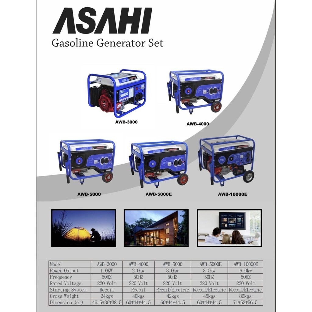Jual Genset ASAHI AWB5000E 3000Watt / Generator ASAHI AWB 5000E 3000W - Genset Generator ...