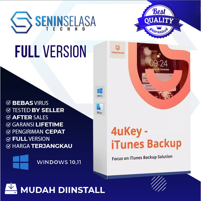 Jual Software Pembuka Sandi iTunes: Tenorshare 4uKey - iTunes Backup 5[WIN] | Shopee Indonesia