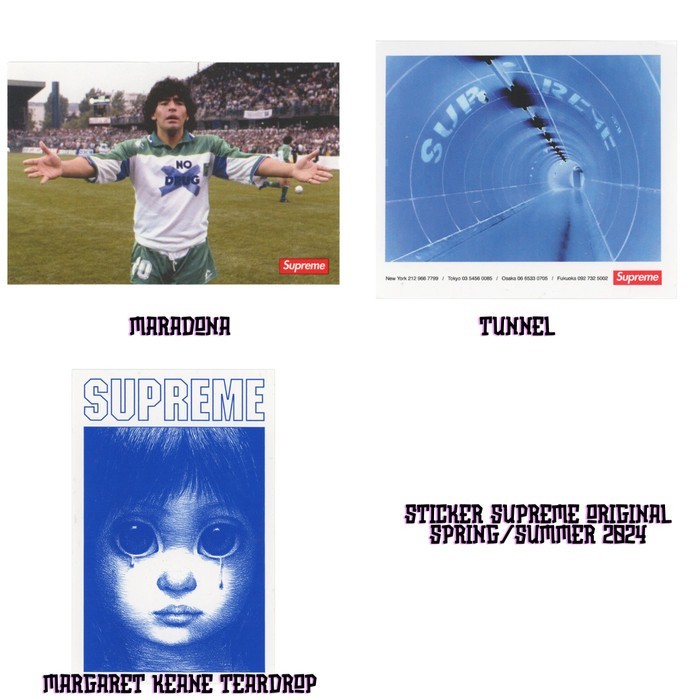 Jual Sticker Supreme Original (2024) Maradona, Tunnel, Margaret Keane ...