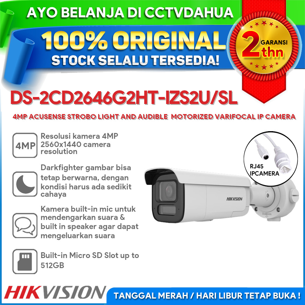 Jual HIKVISION DS-2CD2646G2HT-IZS2U/SL 4MP ACUSENSE STROBO LIGHT AND ...