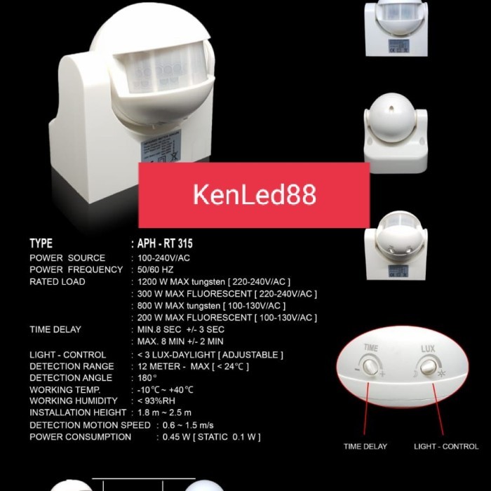 Jual Bonnet SENSOR GERAK PIR INFRARED MOTION/Sensor Lampu Led 180 ...