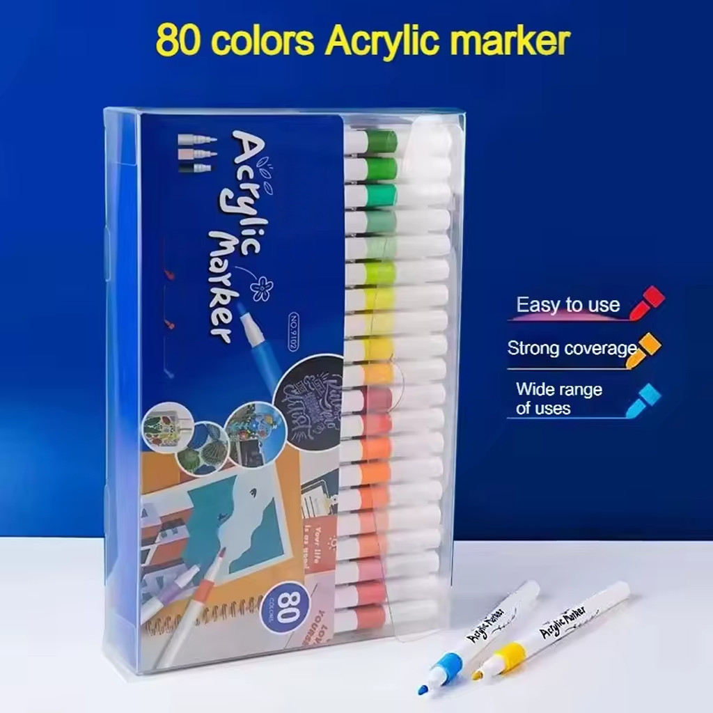 Jual FM 24/36/48/60/80 Colors Pen Akrilik Marker Warna Cepat Kering ...