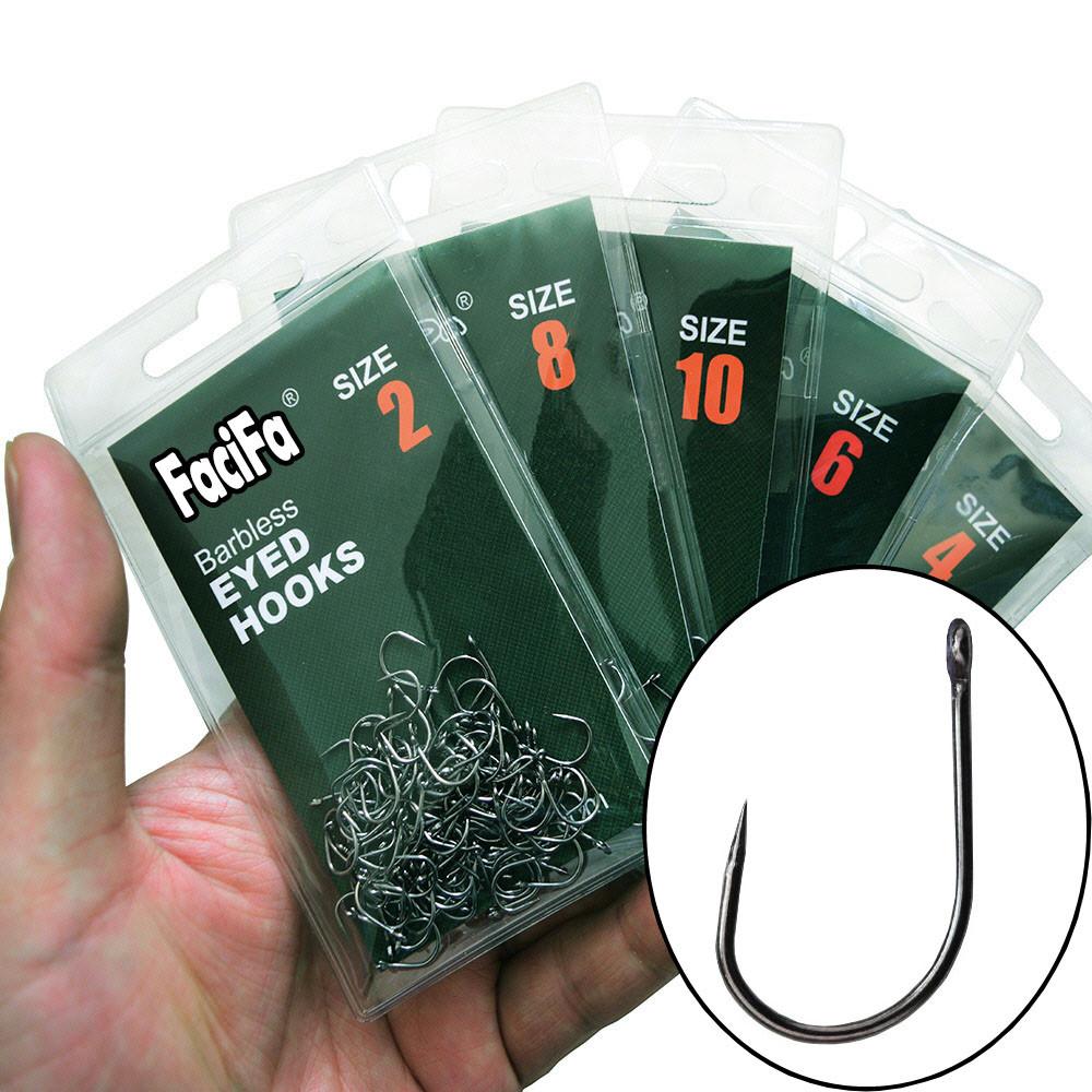 Jual 50 pcs Non-barb barbless Circle Carp Fishing Hooks with Hole Size ...