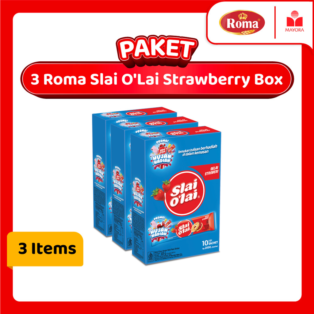 Jual Paket 3 Biskuit Roma Slai Olai Strawberry Box | Shopee Indonesia