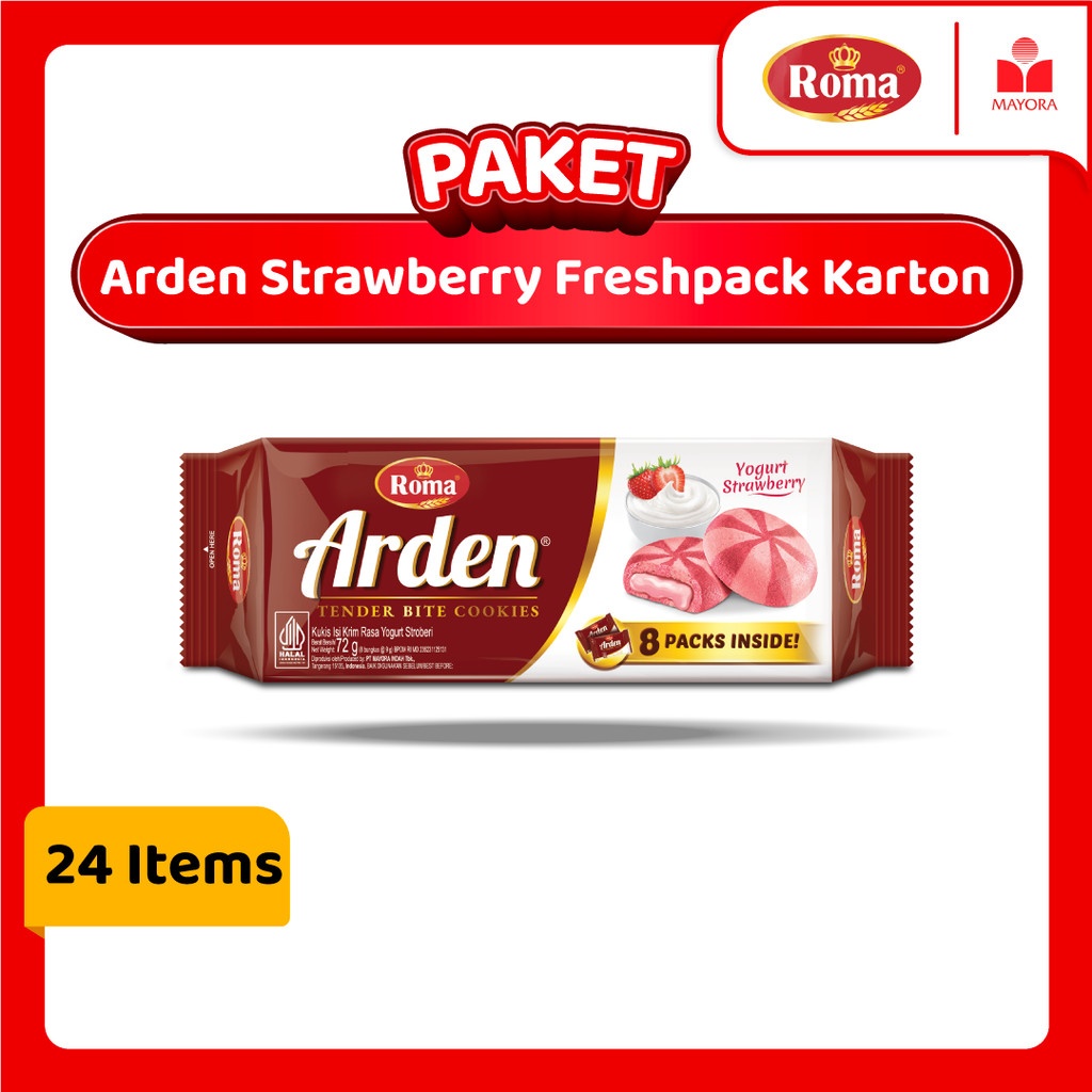 Jual Paket Roma Biskuit Arden Yogurt Strawberry Freshpack Karton ...