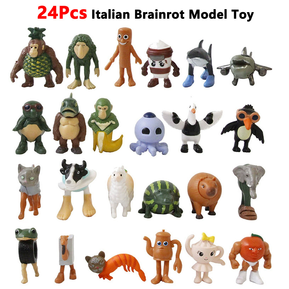 Jual 24Pcs Italian Brainrot Anime Action Figure Set Tung Tung Sahur ...