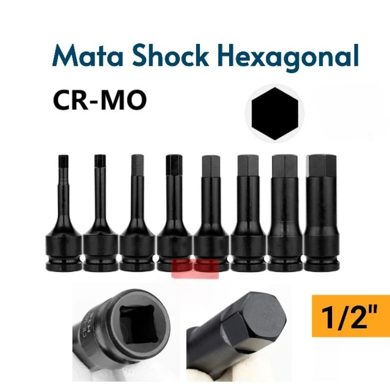 Jual Mata Kunci Shock Hexagonal CR-Mo 1/2 Hex Bit H4 H5 H6 H7 H8 H10 ...