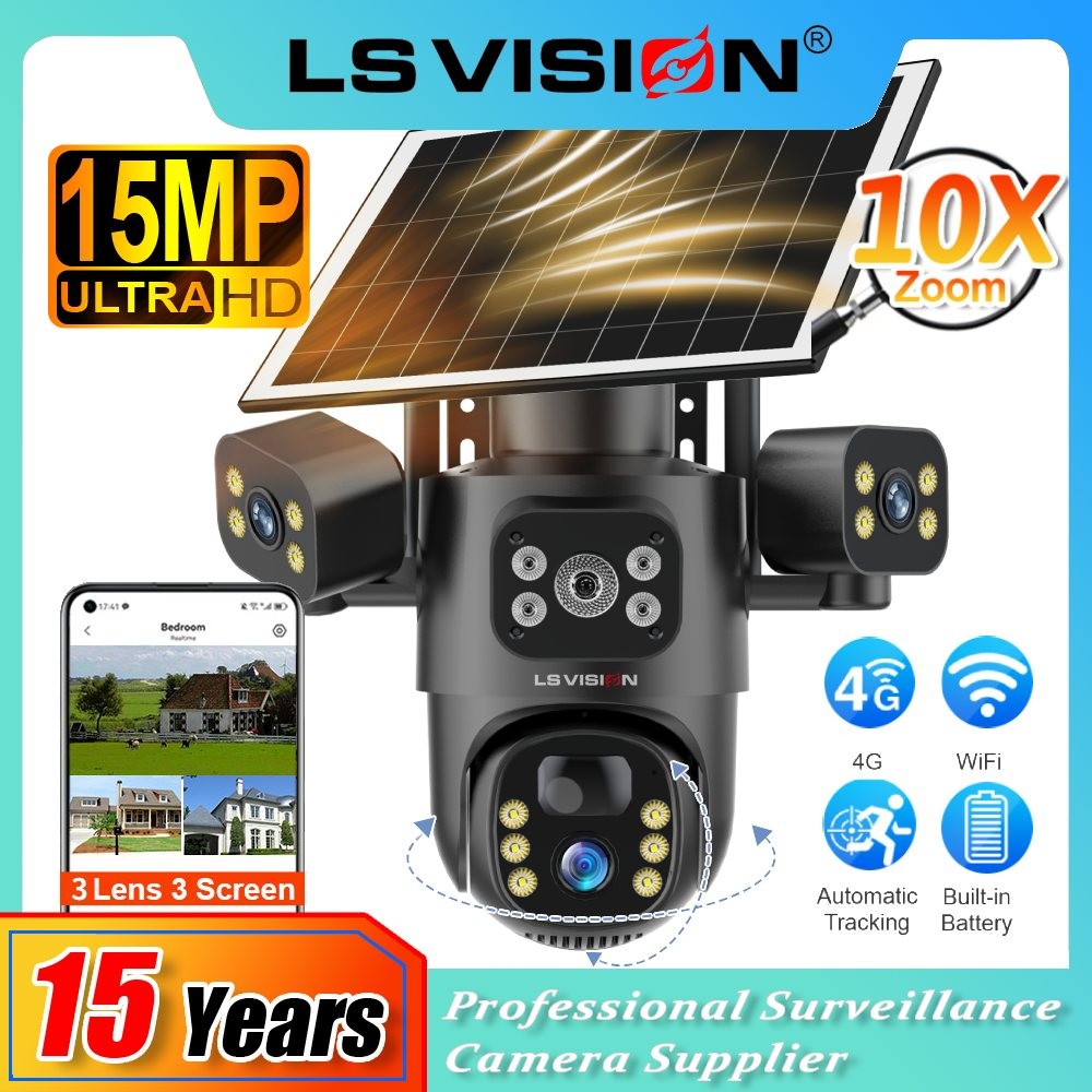 Jual LS VISION V380 Pro 15MP Solar Camera 4G/Wifi Outdoor 3 Screen 10X ...