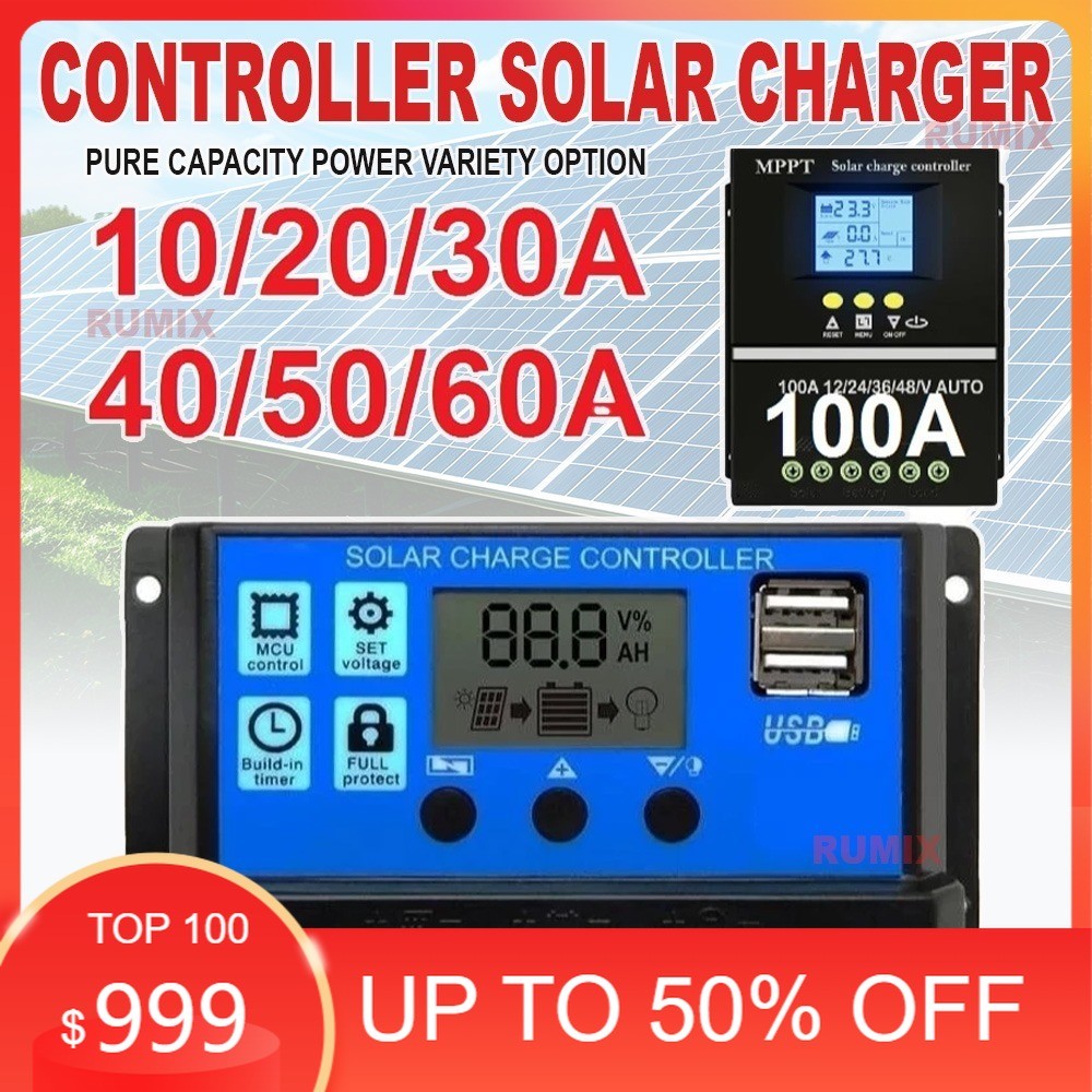 Jual Solar Charge Controller LCD LED Display Solar PWM 12V/24V 10A 20A ...