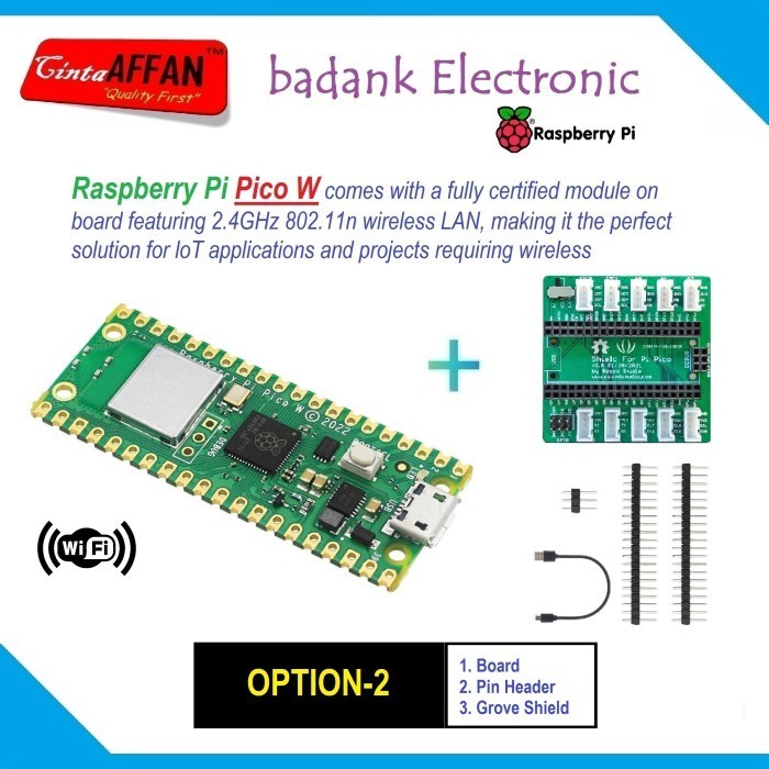 Jual DS99 OPTION-2 : Raspberry Pi PICO W + Grove Shield + Pin Header ...