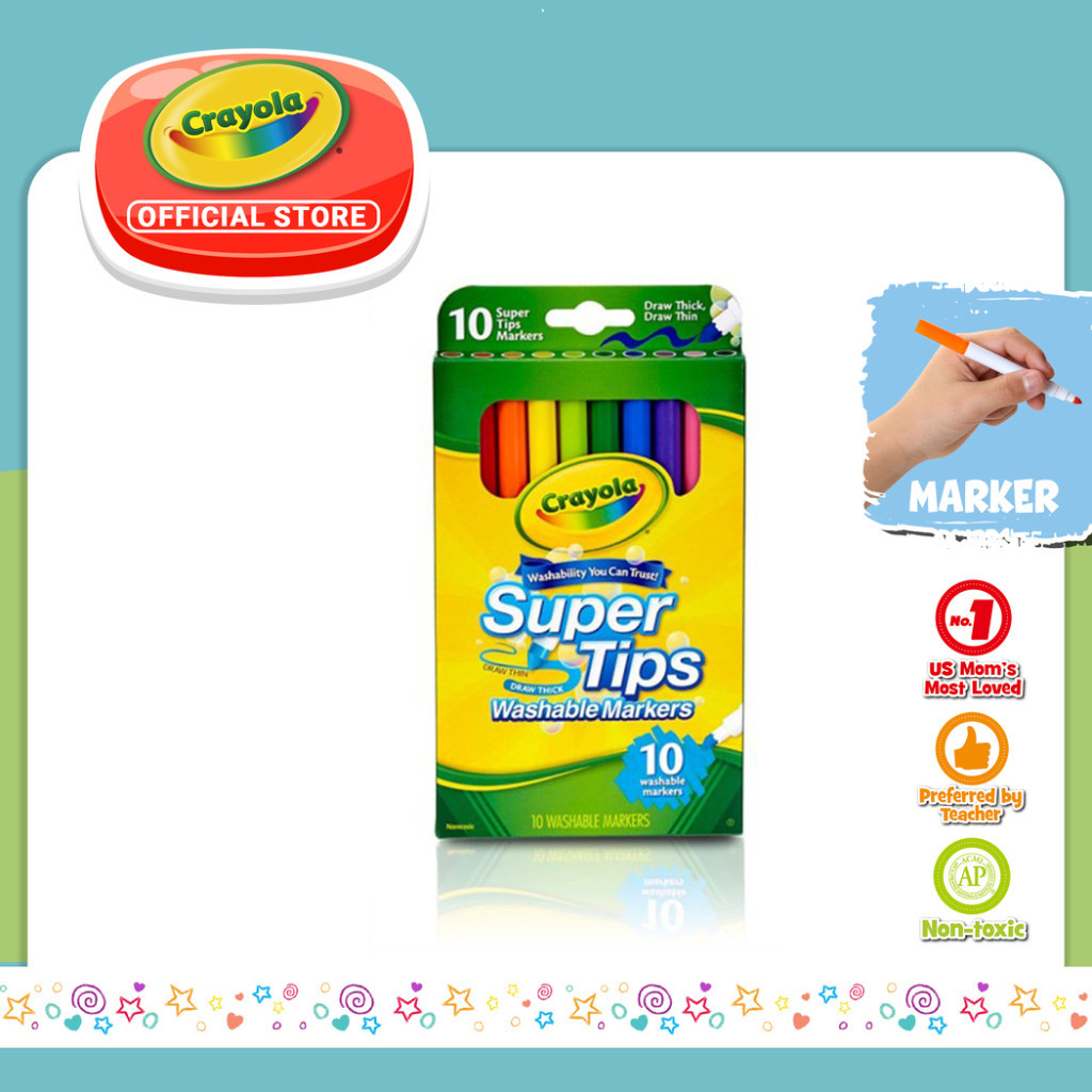Jual CRAYOLA 10 Ct. Super Tips Washable Markers | Shopee Indonesia