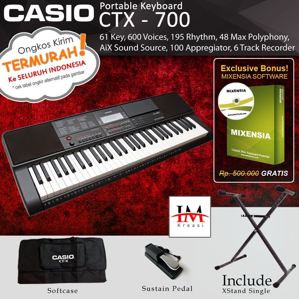 Jual Keyboard Casio CTX-700 + Stand/ CT-X700 / CTX700 -diatas psr e263 ...