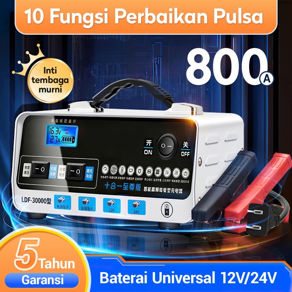 Jual SOARFLY [COD] 800A Car Battery Charger Aki Otomatis Smart Intelligent Auto Repair Mobil ...