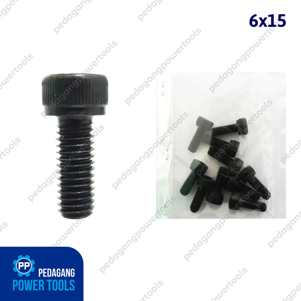 Jual JP Baut L M6 x 15 mm Isi 10 pcs Baja Hitam Hex Socket Head Cap Screw 6x15 Hexagon Skrup ...