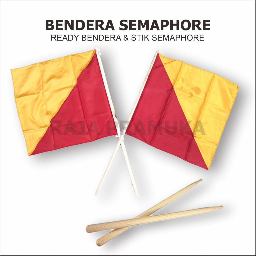 Jual PROMO Bendera Semaphore Pramuka + Stick Tongkat 1 pasang sepasang ...